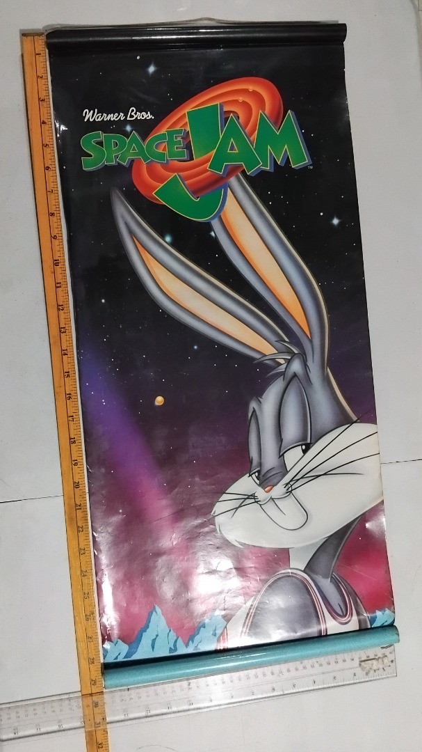 1997 Warner Brothers Space Jam Scroll Hanging Poster - Bugs Bunny and ...
