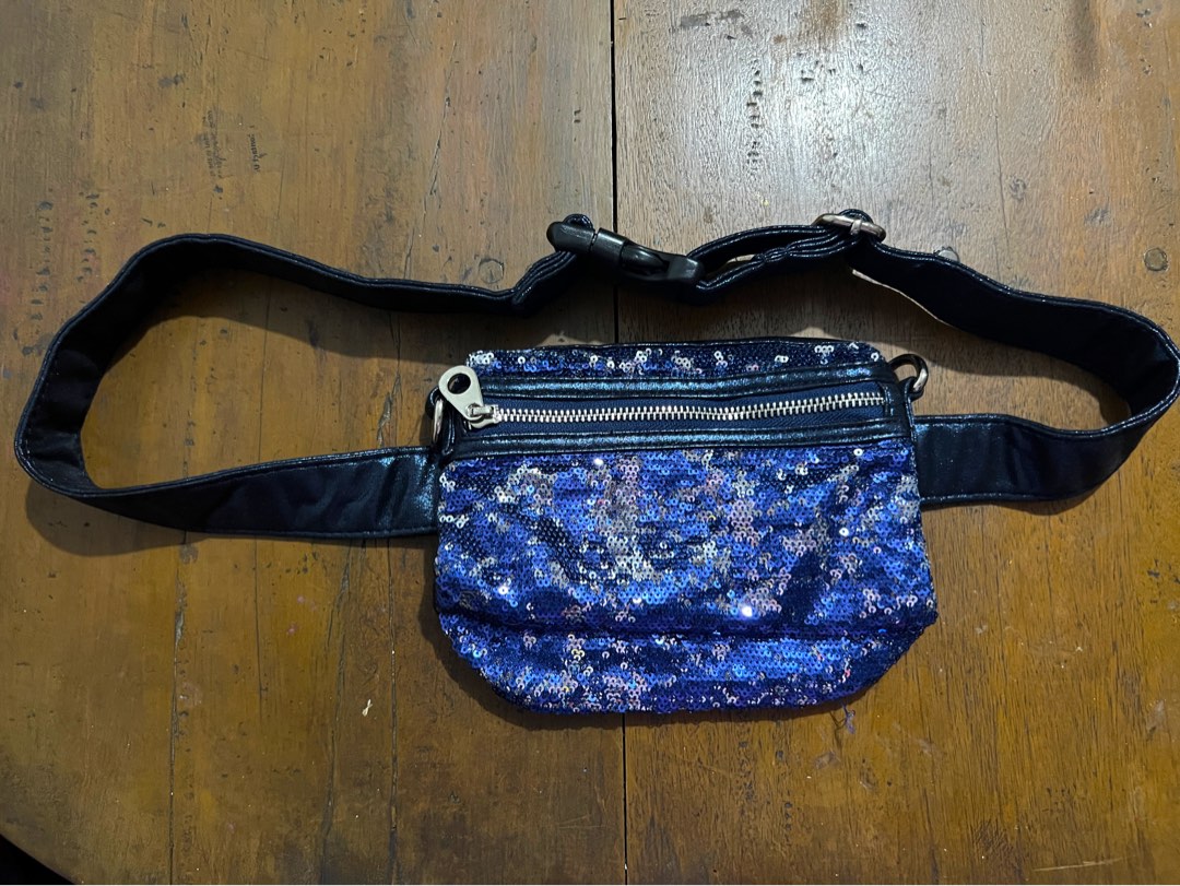 2 way sling and belt blue sequins bag, Men's Fashion, Bags, Sling Bags ...