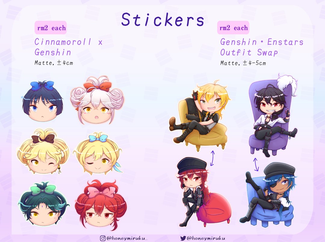 Genshin Impact, Ensemble Stars/Enstars fan stickers & prints, Hobbies ...