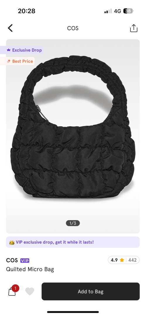COS Micro Quilted Bag (Black), Women's Fashion, Bags & Wallets, Purses ...