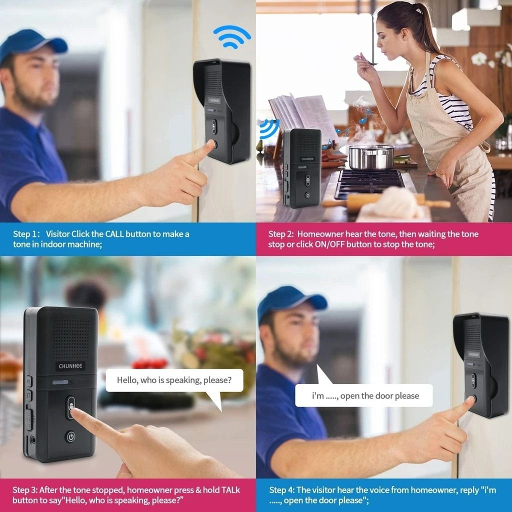 Daytech HI01 Wireless Intercom Waterproof Door Bell For Home Two Way ...