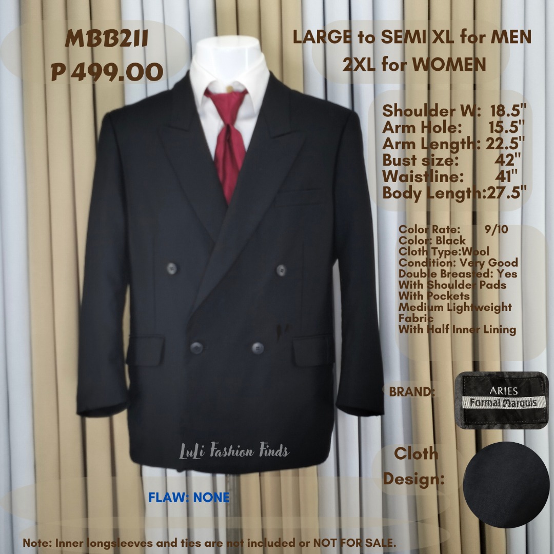 Double Breasted Black Formal Blazer Suit Coat for Men / Boyfriend ...