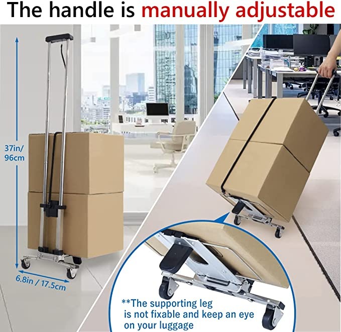 Extra Small Foldable Trolley, Luggage Cart with 2 Wheels Loadable Up to ...