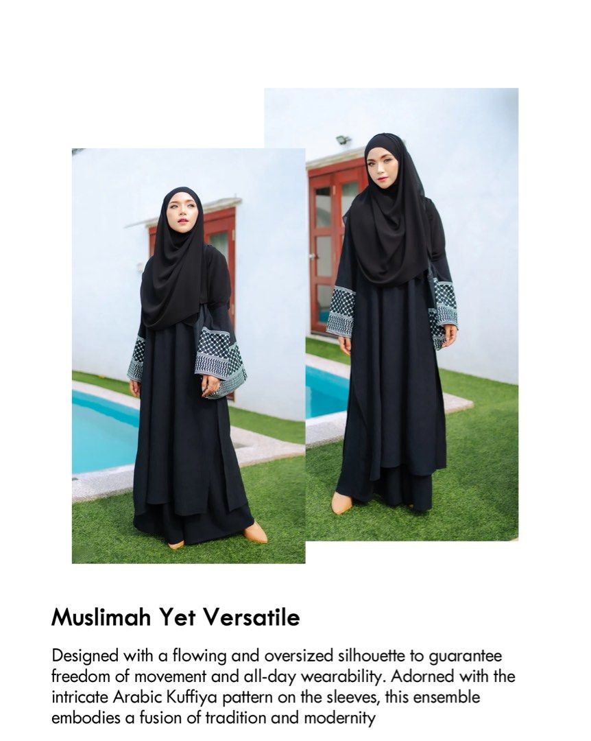 Kuffiya Suit Ironless Muslimah - Black, Women's Fashion, Muslimah ...