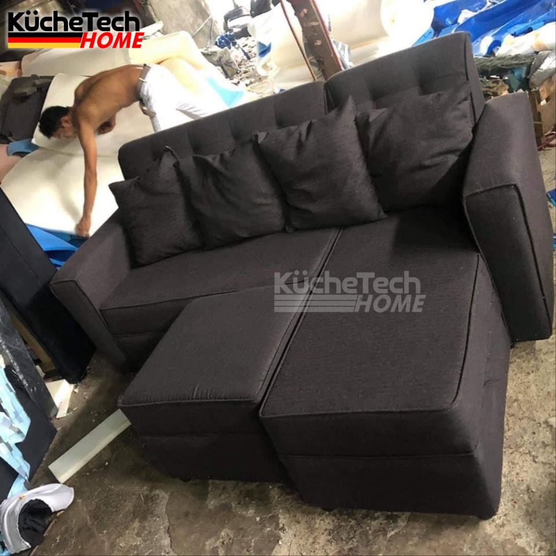 L Shape Sofa with Ottoman Mini L Shape couch COD Accepted, Furniture ...
