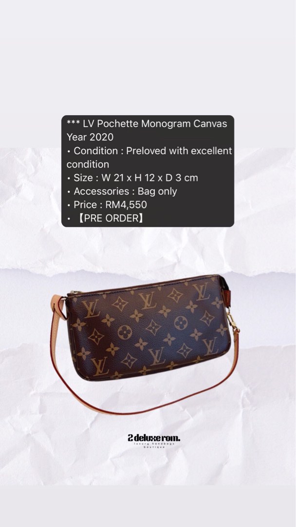 LV Pochette Monogram Canvas Year 2020 | FIXED PRICE, Luxury, Bags ...