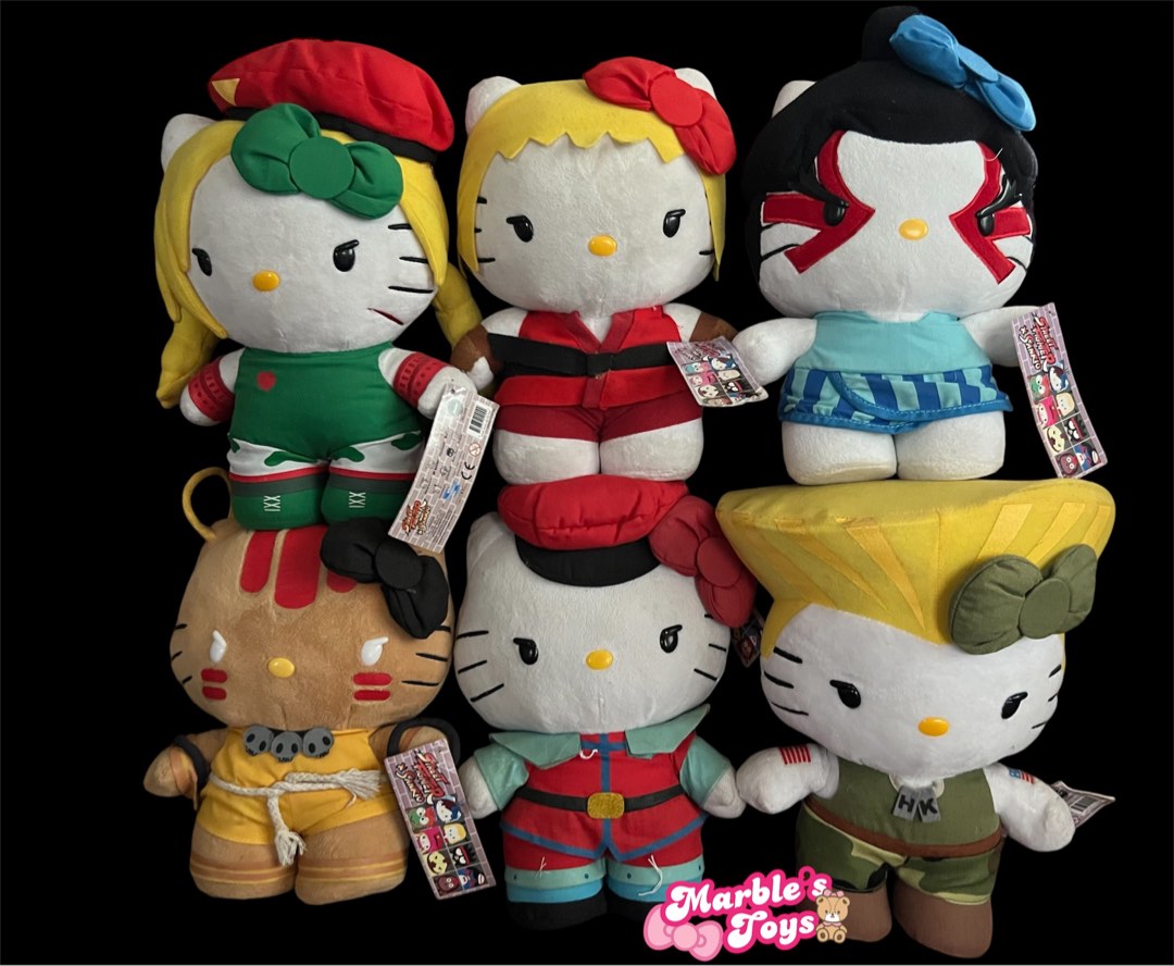 Rare Hello Kitty x street fighter plush set cammy ken e honda dhalsim m ...