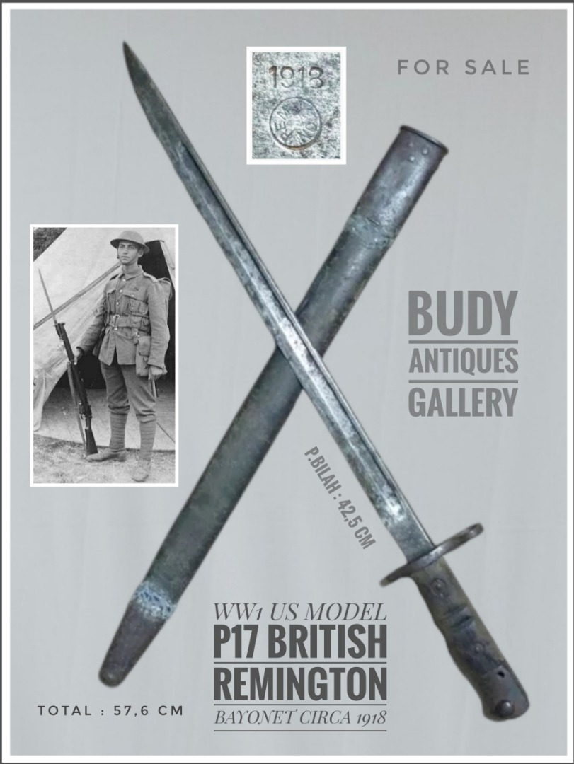 Rare WW1 1918 P17 US Remington Bayonet, Antik, Pajangan di Carousell