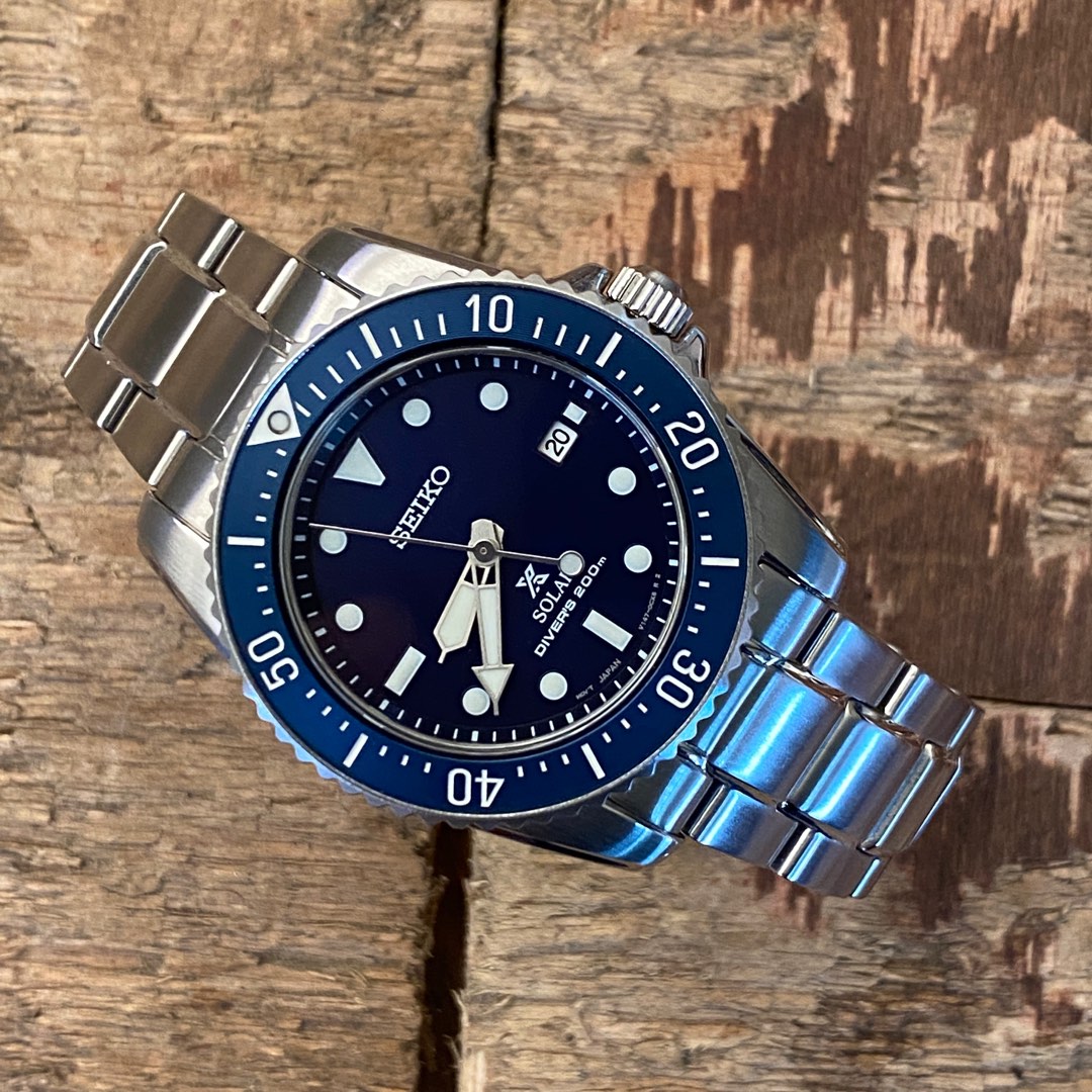 Seiko diver blue dial solar, Barang Mewah, Jam Tangan di Carousell