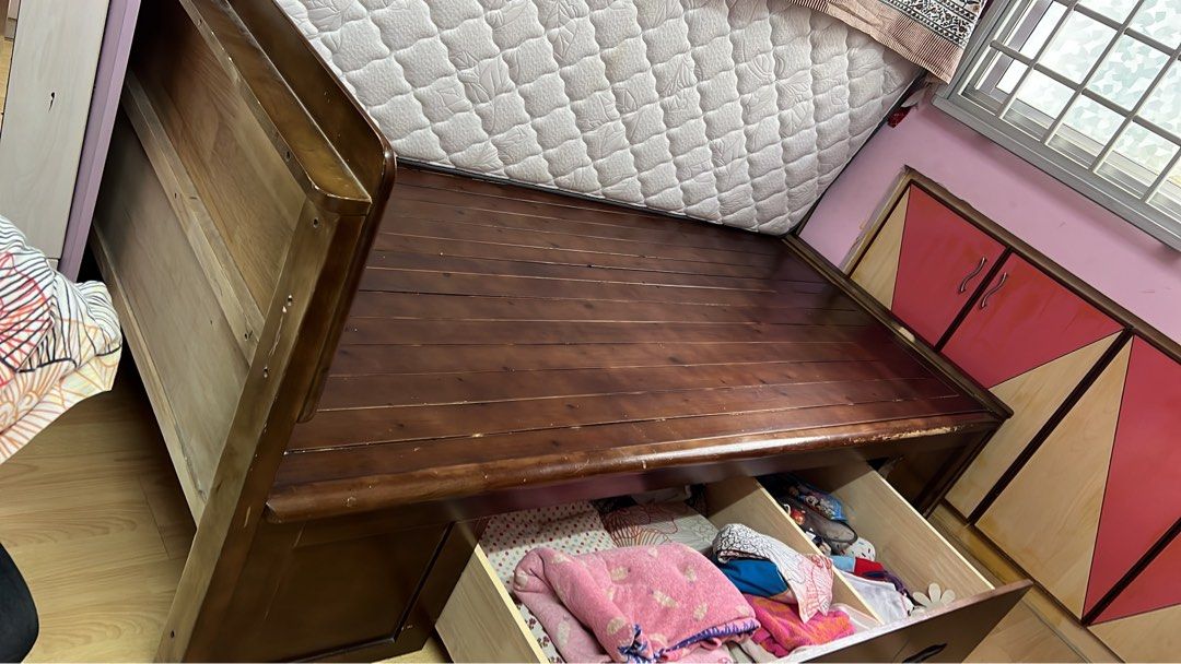 Super Single Bed Fram(Teak Wood), Furniture & Home Living, Furniture ...