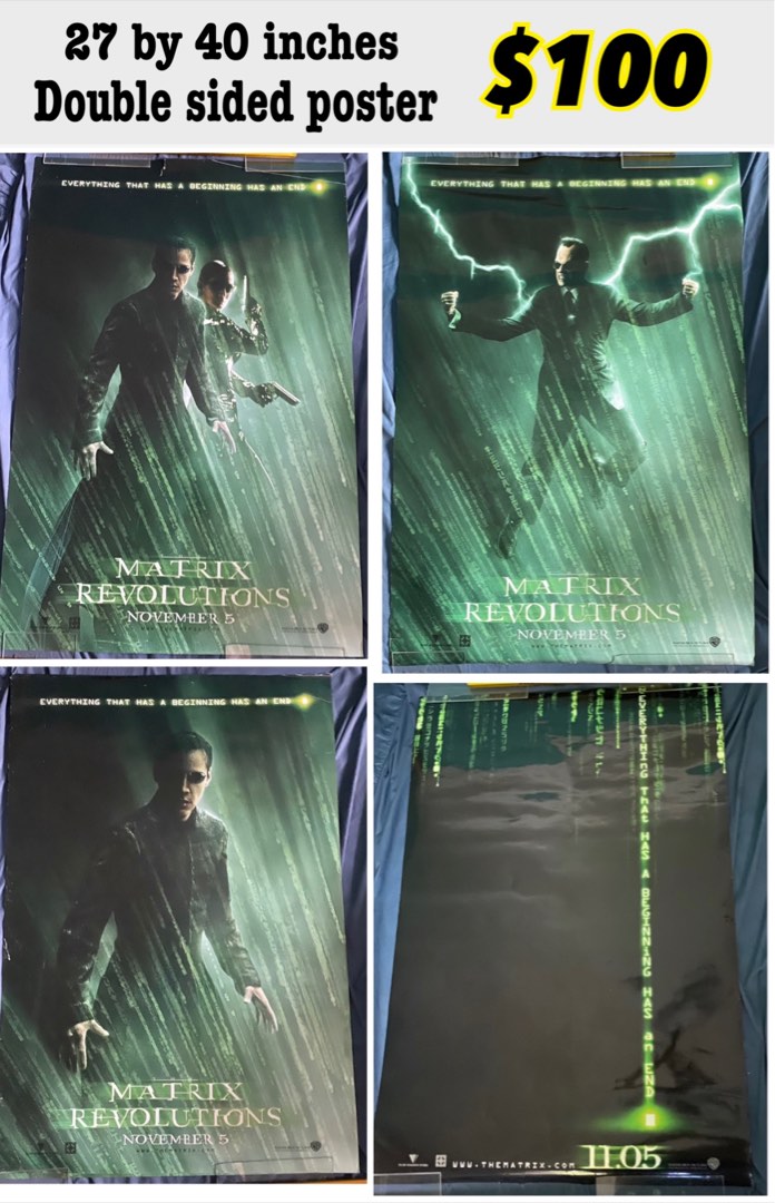 The Matrix & The Matrix Revolutions double sided posters, Hobbies ...