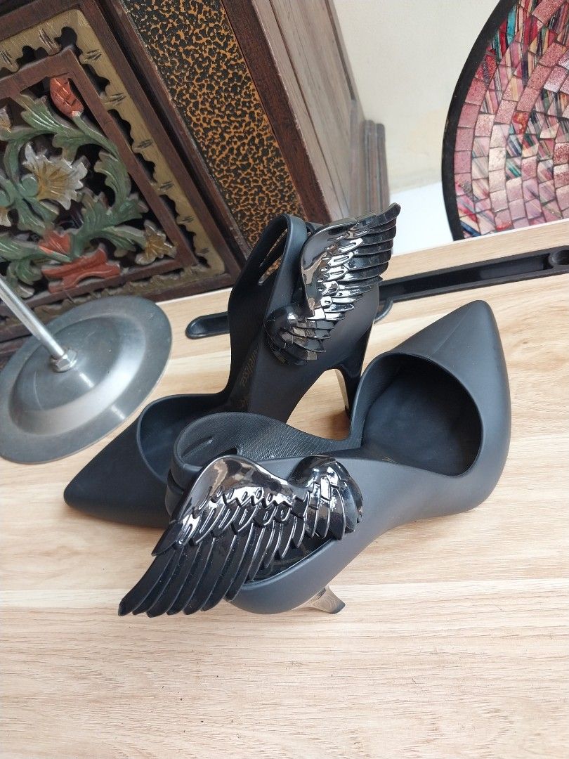 vivienne westwood x melissa wing heel matte black, Fesyen Wanita ...