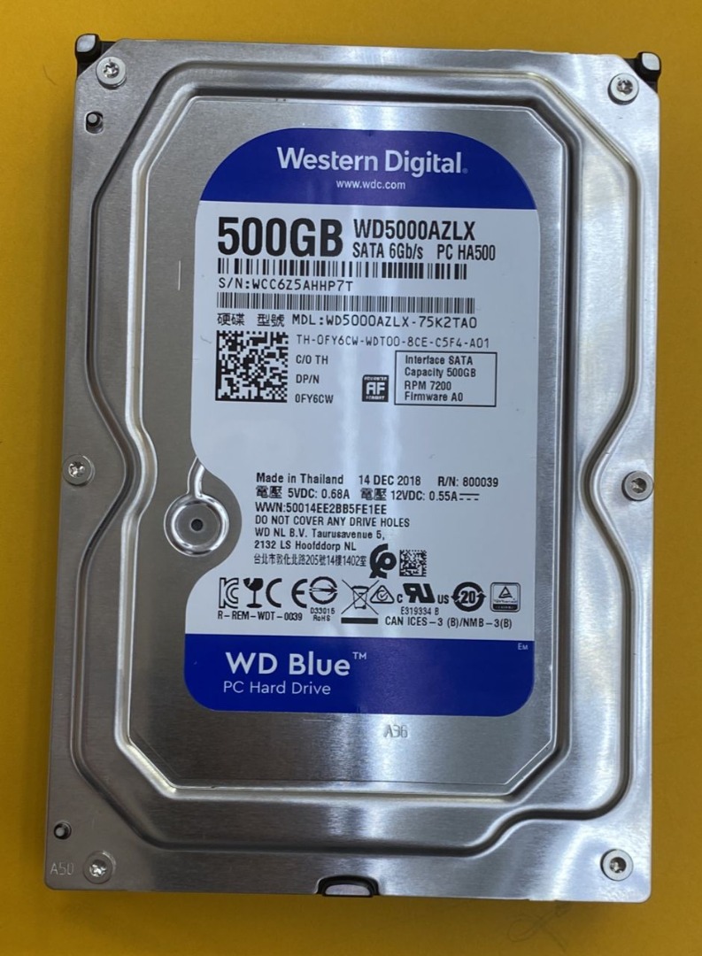 WD Blue Hard Disk 500GB SATA 3.5 PC / DESKTOP, Computers & Tech, Parts ...