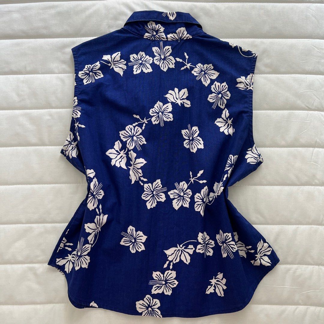 y2k hang ten hibiscus aloha hawaiian sleeveless, Women's Fashion, Tops ...