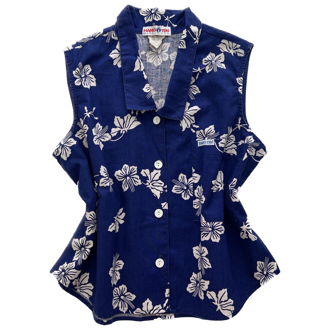 y2k hang ten hibiscus aloha hawaiian sleeveless, Women's Fashion, Tops ...
