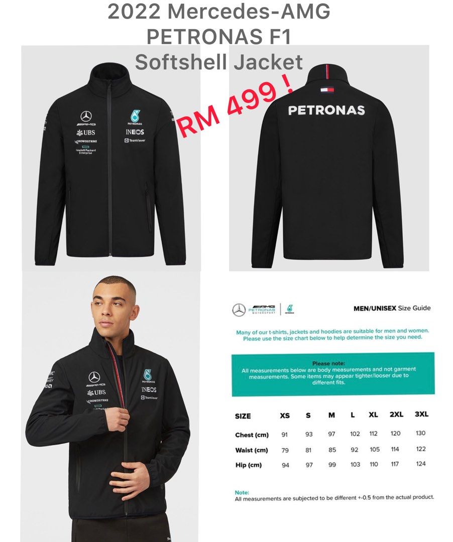 2022 Mercedes AMG PETRONAS F1 Soft shell / rain jacket, Men's Fashion ...