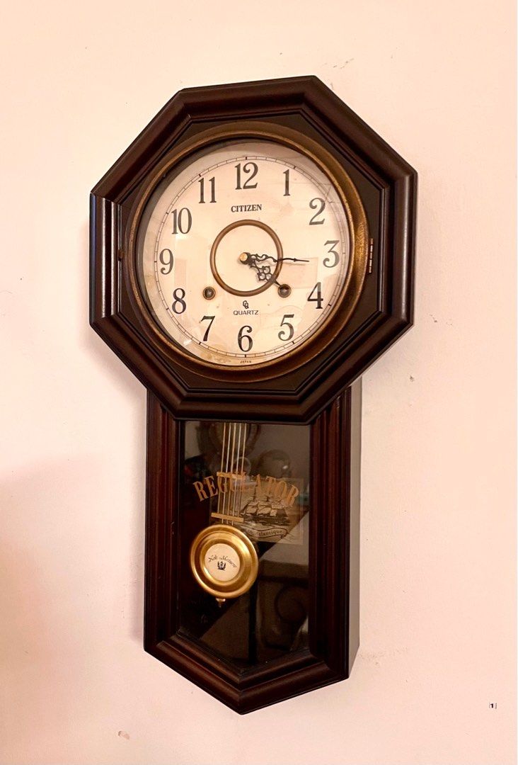 [ CLEARANCE ] Old Citizen Quartz Wooden Regulator Wall Clock No Chime ...