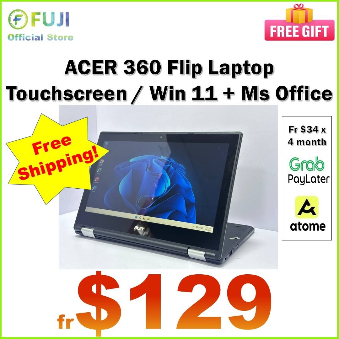 Acer 360 Degree Flip Screen Laptop - Window 11 + MS Office - 2 in 1 ...