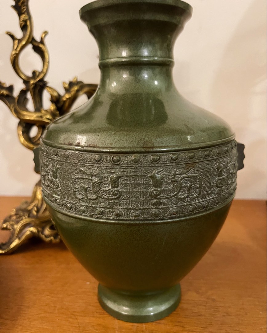 Antique Asean Bronze Vase Emerald Green, Hobbies & Toys, Collectibles ...