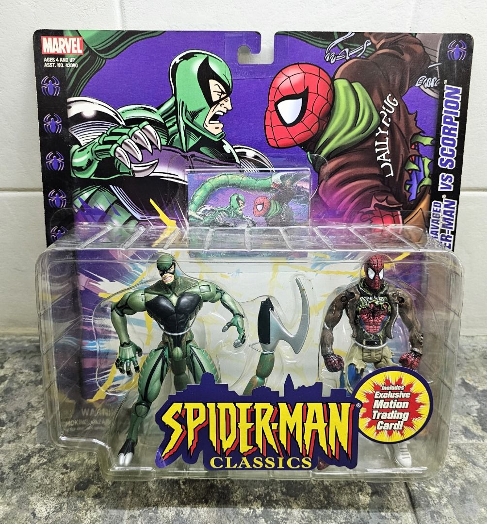 BATTLE RAVAGED SPIDER-MAN VS SCORPION - 2001 ToyBiz Spiderman Classics ...