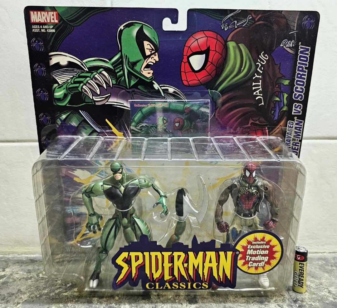 BATTLE RAVAGED SPIDER-MAN VS SCORPION - 2001 ToyBiz Spiderman Classics ...