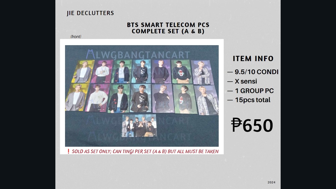 BTS Smart Telecom pcs COMPLETE SET (A and B), Hobbies & Toys, Memorabilia & Collectibles, K-Wave ...