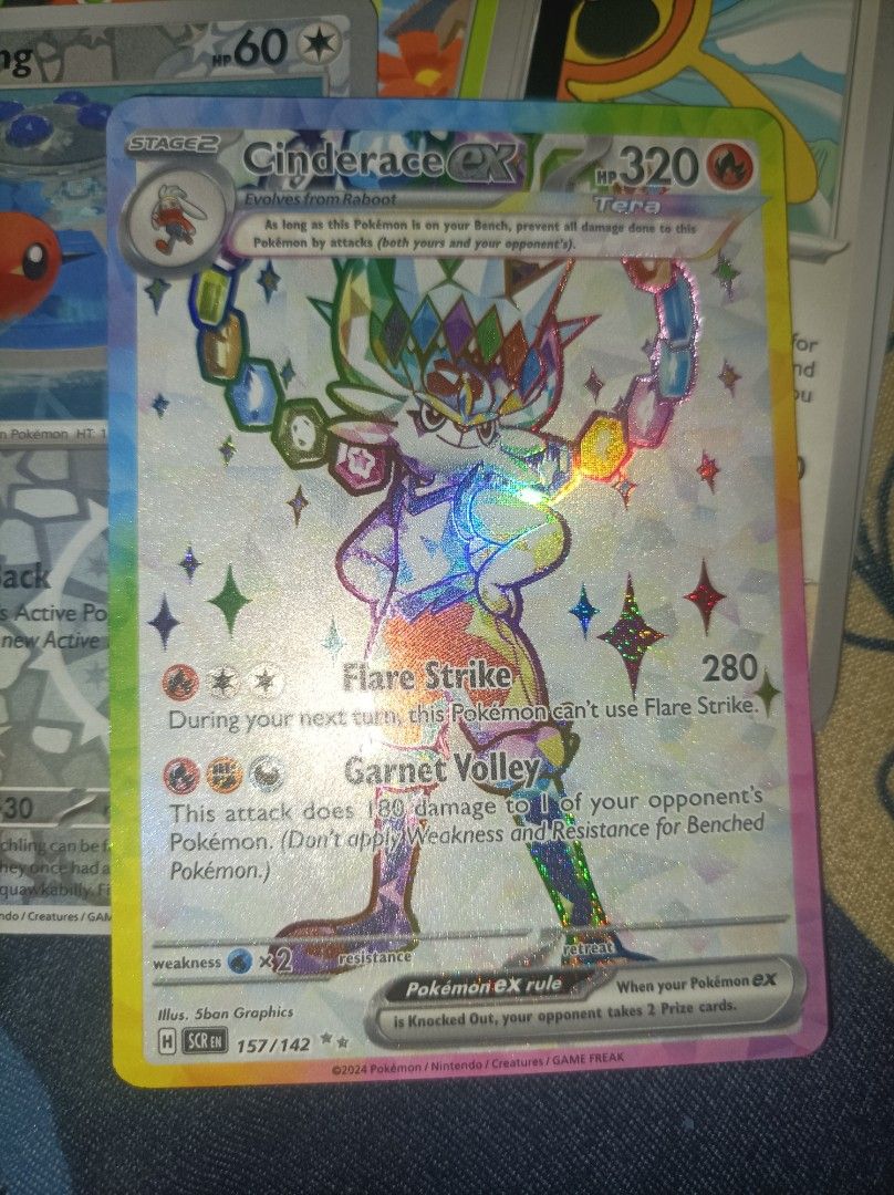 CINDERACE EX POKEMON CARD, Hobbies & Toys, Toys & Games on Carousell