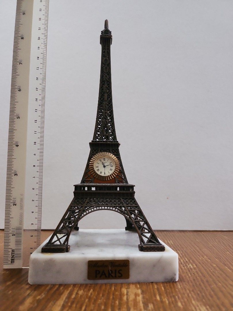 Eiffel Tower Clock with Marble Base, Furniture & Home Living, Home ...
