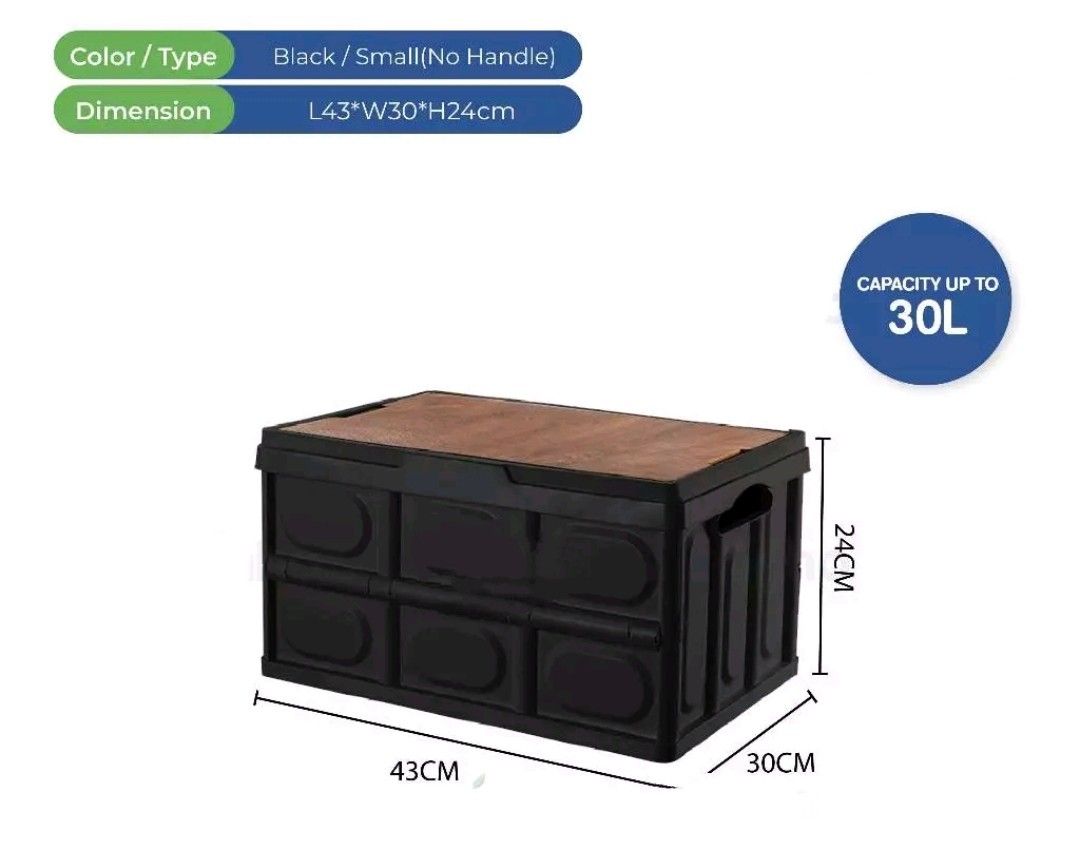 Foldable wooden cover storage box (for camping / car boot), Furniture ...