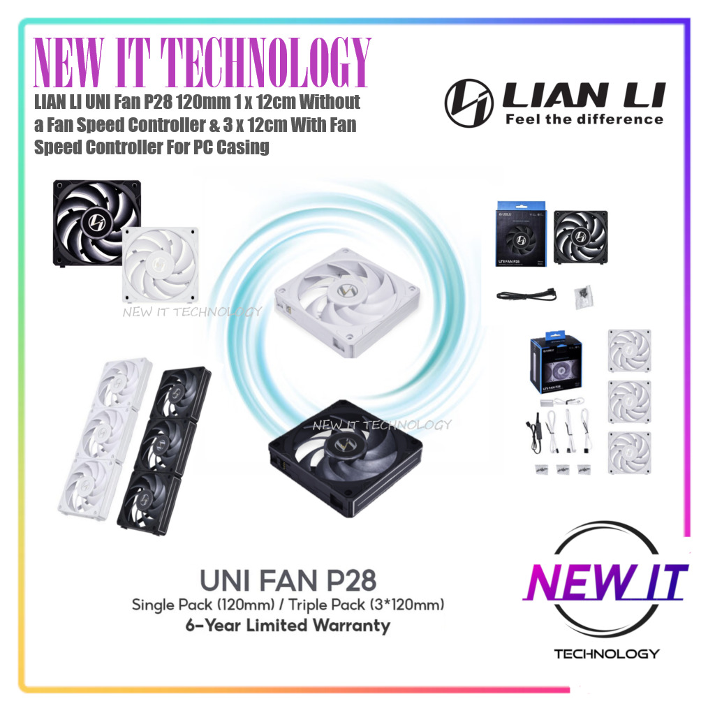 LIAN LI UNI Fan P28 120mm 1 x 12cm Without a Fan Speed Controller & 3 x 12cm With Fan Speed ...