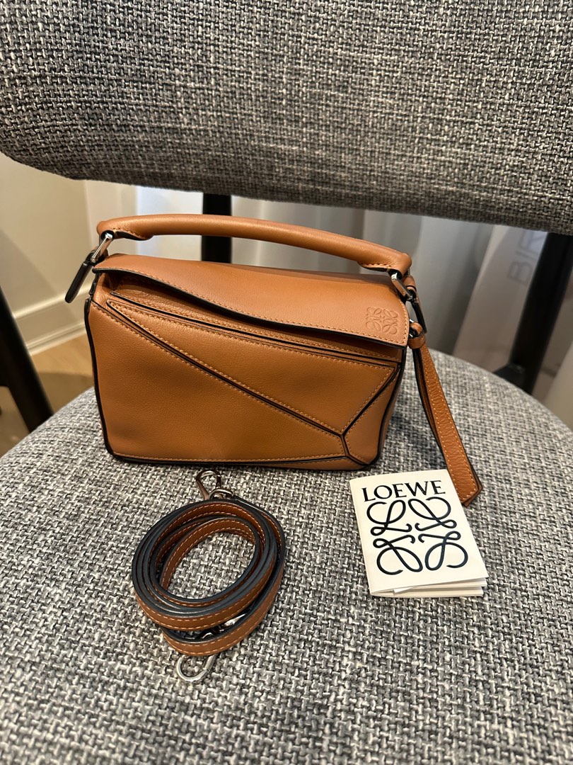 Loewe mini puzzle bag Tan, Luxury, Bags & Wallets on Carousell