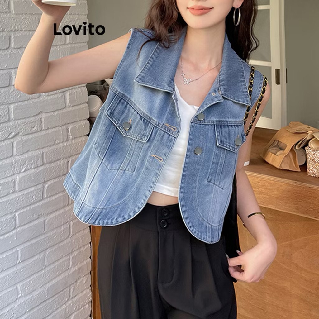 Lovito Sleveless Denim Jacket, Women's Fashion, Coats, Jackets and ...