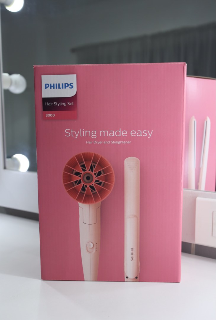 NEW Philips Hair Styling Set 3000 (Blow Dryer + Flat Iron), Women's ...