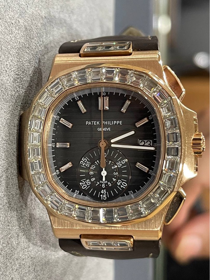 Patek Philippe Nautilus 5980R Custom Diamond, Luxury, Watches on Carousell