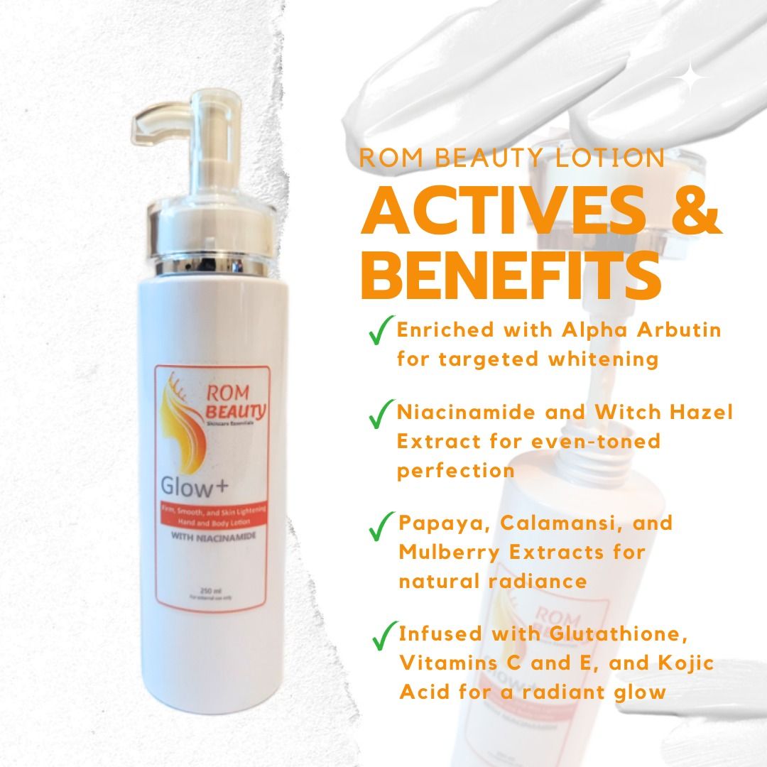 ROM Beauty Whitening Essentials Pack: Kojic Soap Duo & Glow+ Lotion for ...