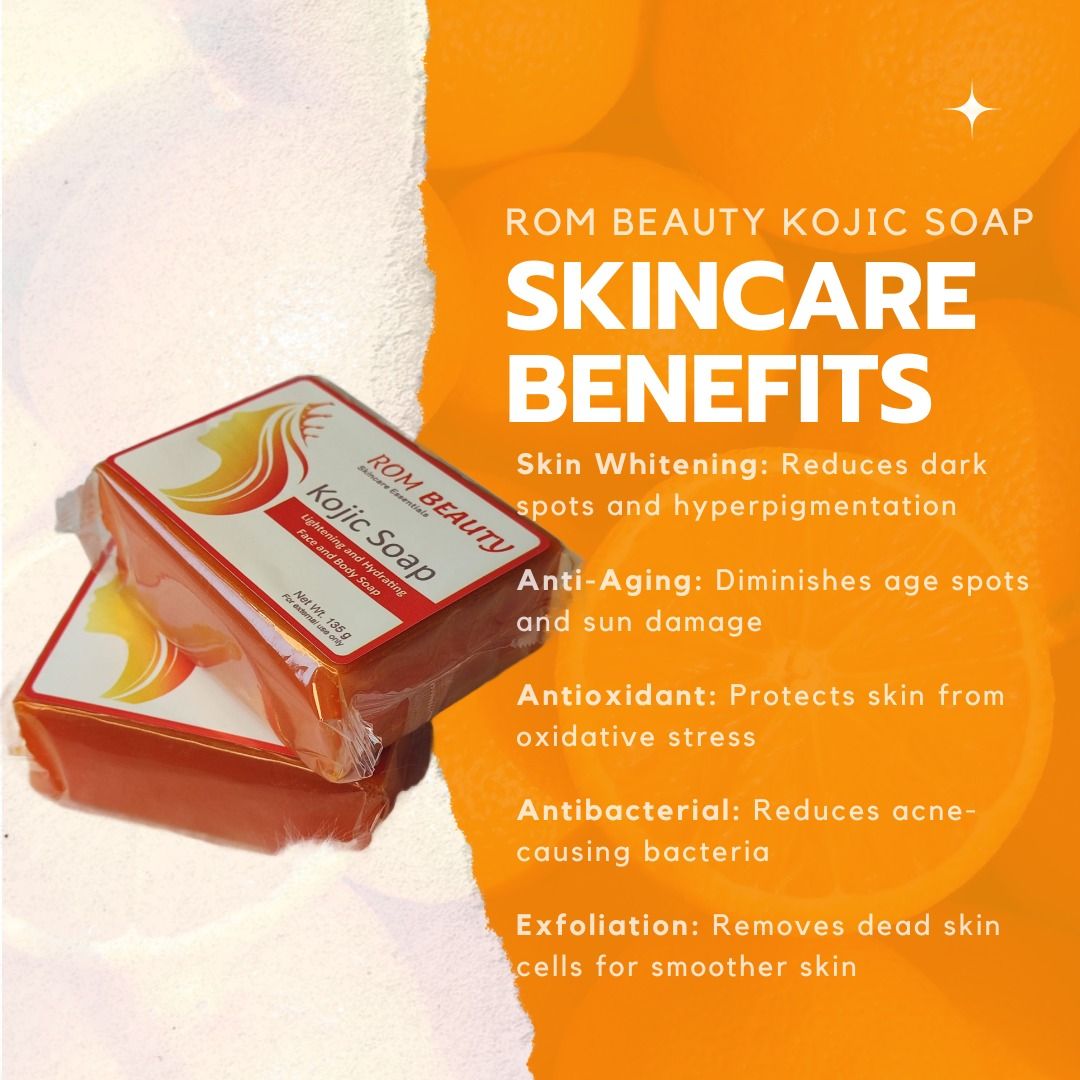 ROM Beauty Whitening Essentials Pack: Kojic Soap Duo & Glow+ Lotion for ...