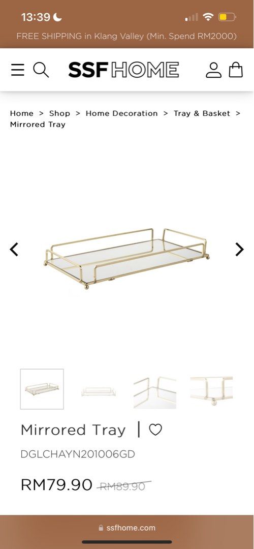 SSF Gold Mirror Tray, Furniture & Home Living, Home Decor, Other Home ...