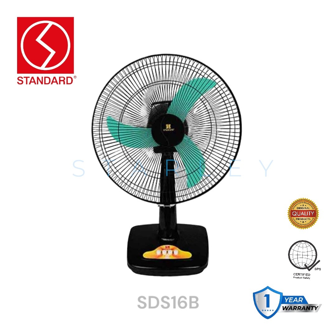 STANDARD Desk Fan 16" Banana Blade (Black) (SDS16B), Furniture & Home ...