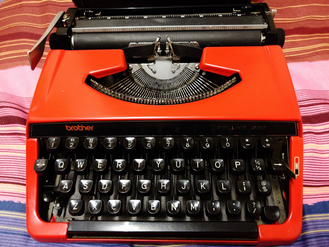 Typewriter VINTAGE. BROTHER DELUXE 220 RED 1960S PORTABLE TYPEWRITER, A ...