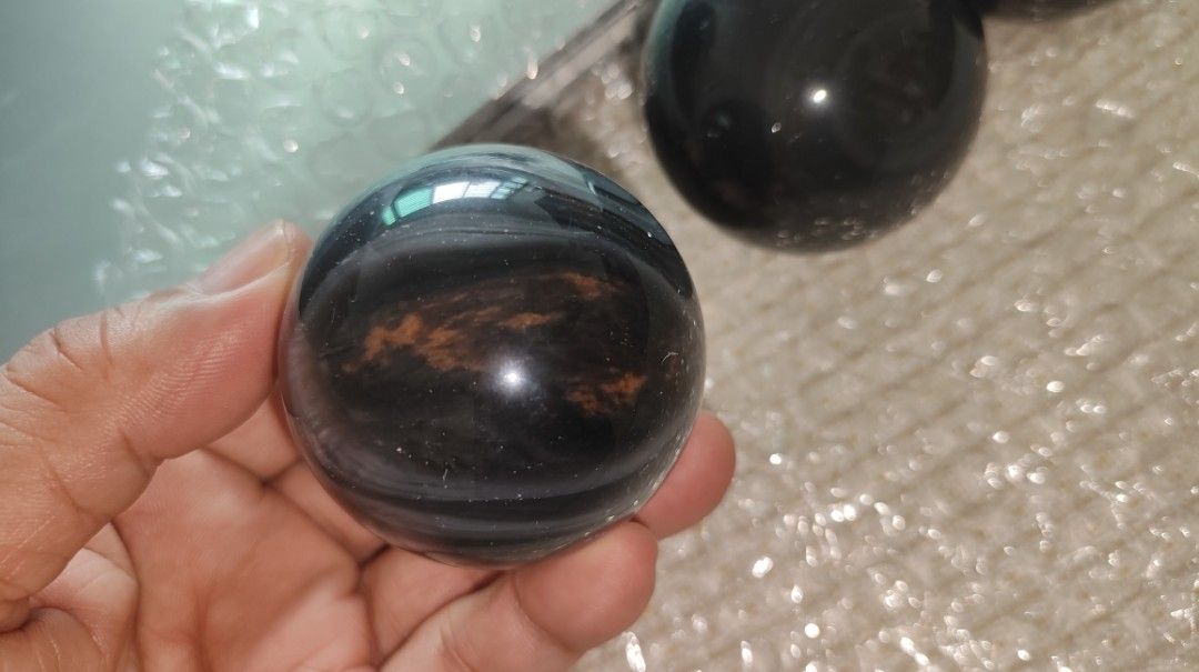Unique Natural Eyes Obsidian Sperical Ball, Hobbies & Toys, Memorabilia & Collectibles, Vintage ...