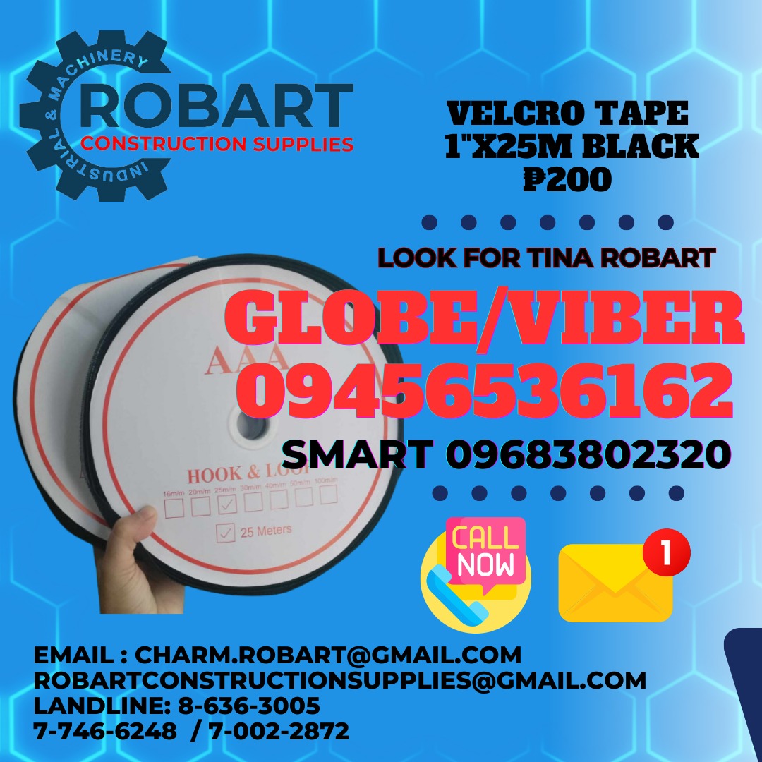 Velcro Tape 1"x25m Black, Commercial & Industrial, Construction ...