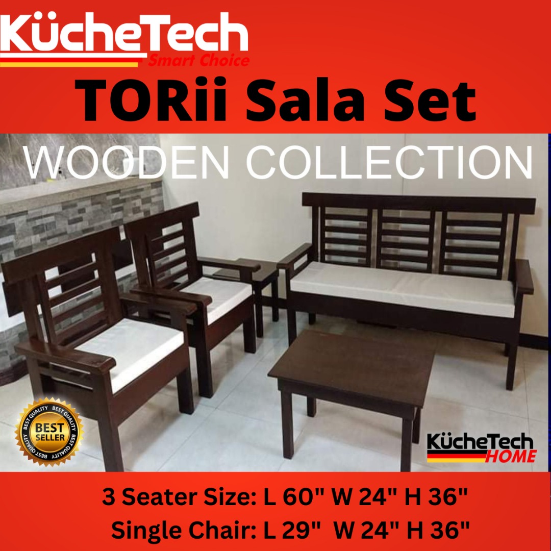 Wooden Sala Set with Uratex Foam Center Table and Side Table Direct ...