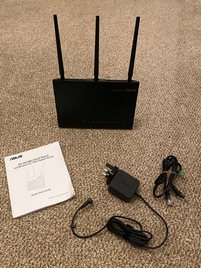 Asus Router RT-AC68U 雙頻電競無線路由器 齊件 有安裝說明書 已清潔 無塵 包LAN 線, 電腦＆科技, 電腦周邊及配件 ...