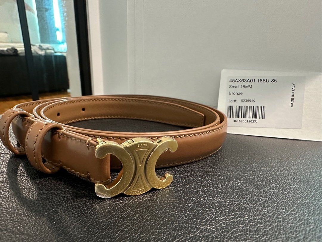 Celine triomphe belt in bronze, Women's Fashion, Watches & Accessories ...