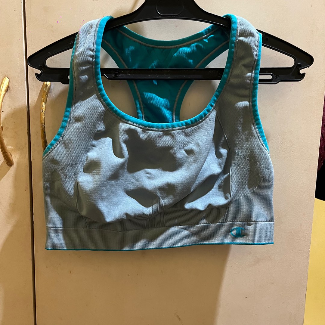 AUTHENTIC Champion Reversible Sports Bra (Blue & Gray), Women's Fashion ...