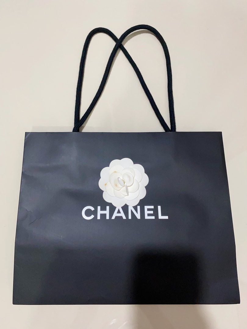 Chanel Paper Bag + Camelia, Luxury, Accessories on Carousell