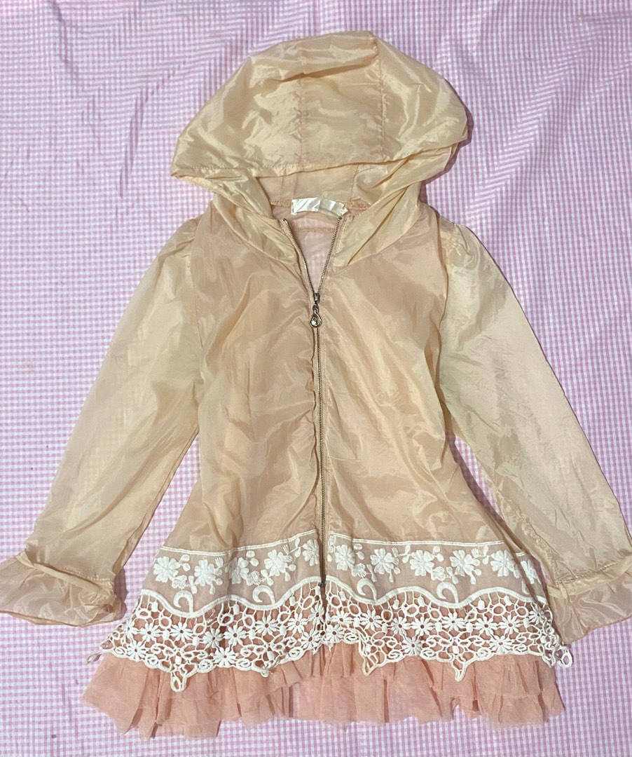 Coquette Dollette Pastel Pink Lace Rain Jacket, Women's Fashion, Coats ...