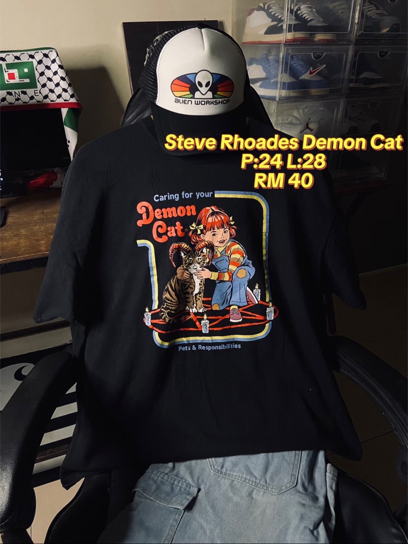 Demon Cat by Steve Rhoades, Men's Fashion, Tops & Sets, Tshirts & Polo ...