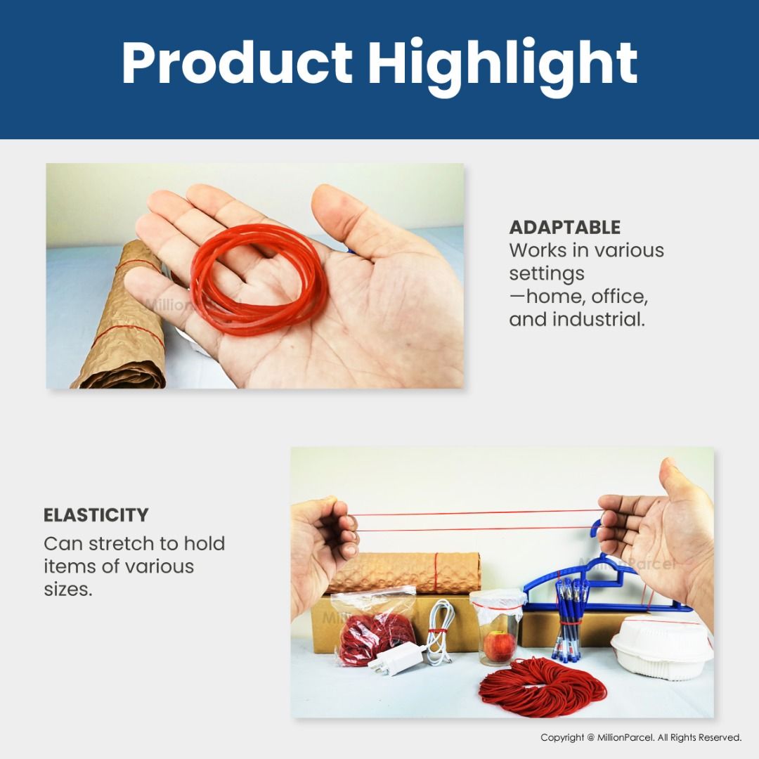 Elastic Red Rubber Band D5cm - 100g/pkt | Rubber Bands | Packaging ...