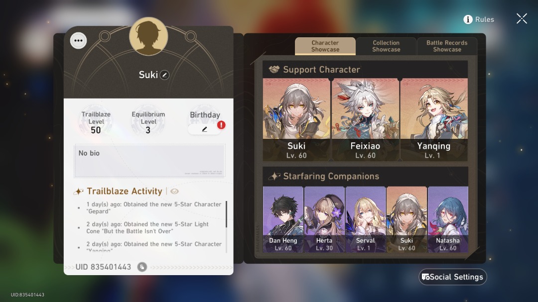 Honkai Star Rail Account TL 50 Feixiao E2R2+Moze E6+Asta E6 (Jackpot ...